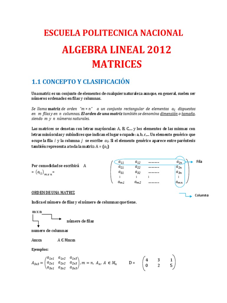 Algebra Lineal Epn | PDF | Matriz (Matemáticas) | Espacio vectorial