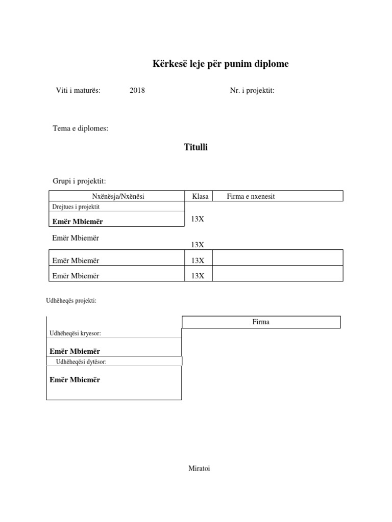 Kerkese Leje Per Punim Diplome | PDF