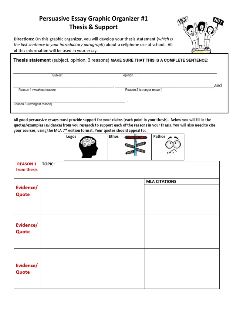 Persuasive Essay Graphic Organizer 1-2017 Cellphones | PDF | Essays ...