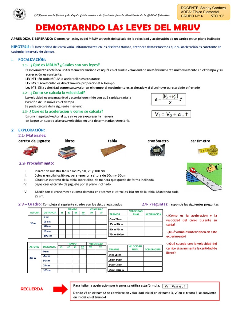 Guia Mruv | Descargar gratis PDF | Movimiento (física) | Dinámica (Mecánica)