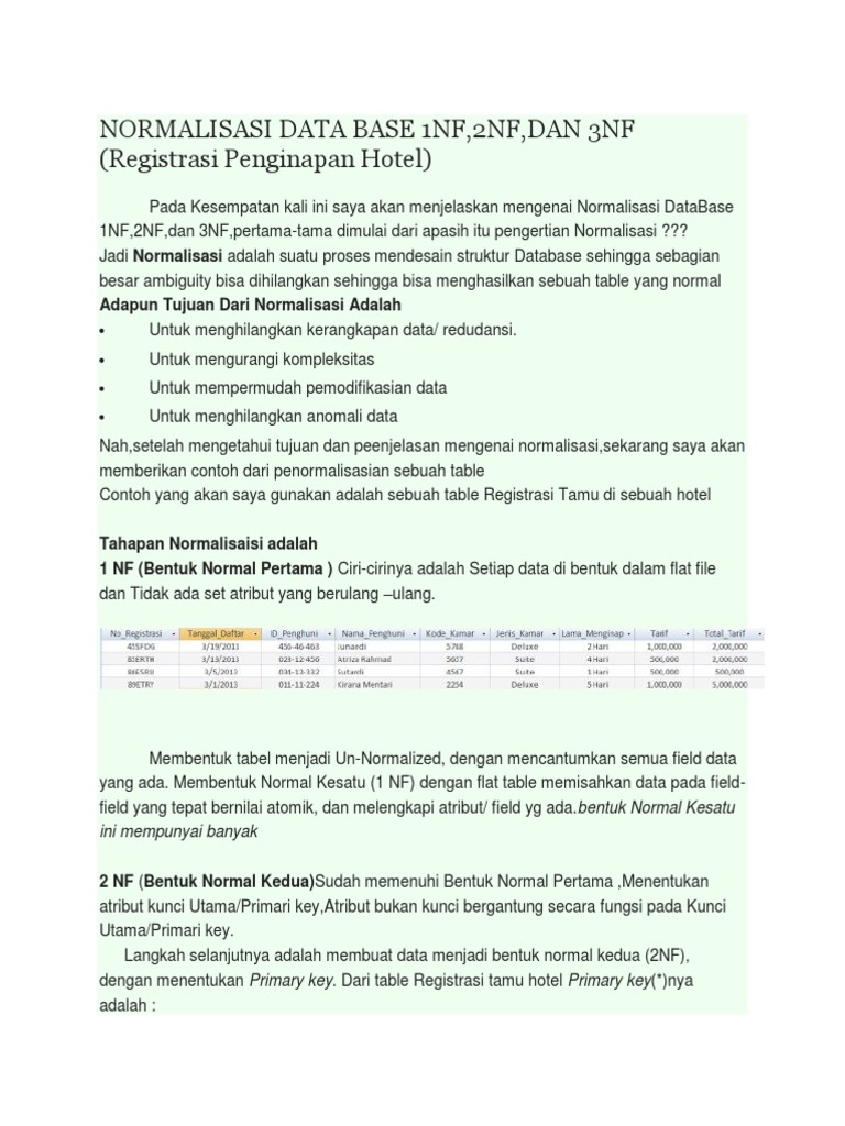 Normalisasi Data Base 1nf-3nf | PDF