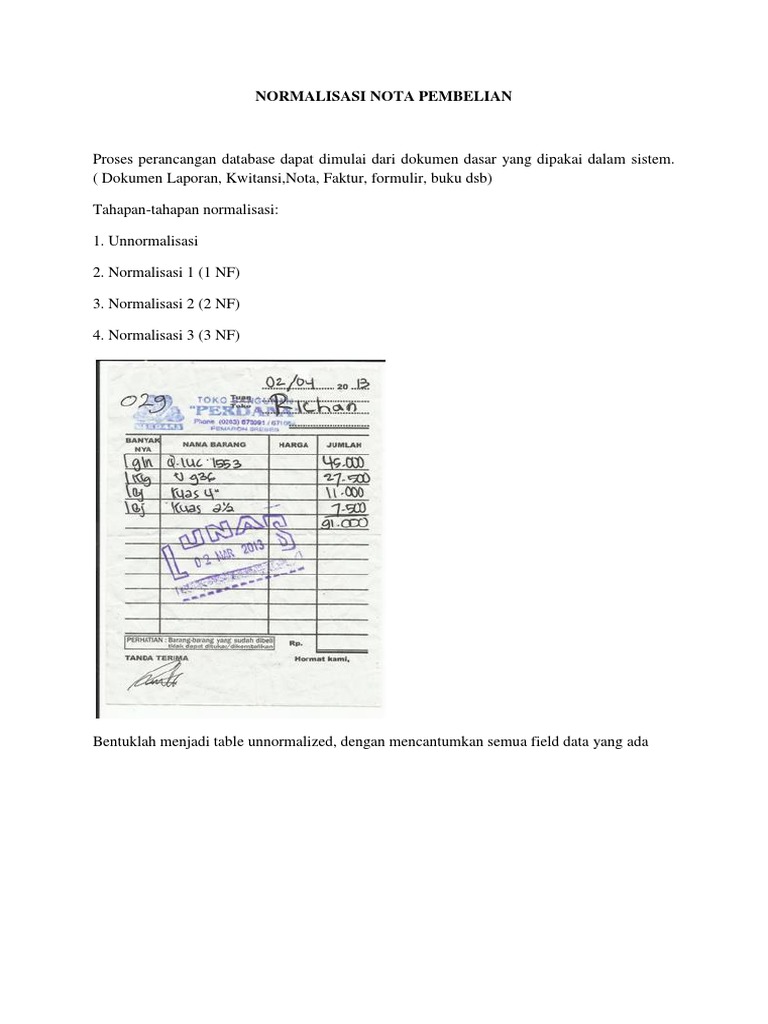Normalisasi Nota Pembelian | PDF