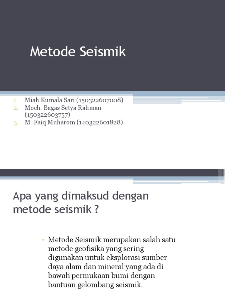 Metode Seismik untuk Eksplorasi Bumi | PDF | Sains & Matematika ...
