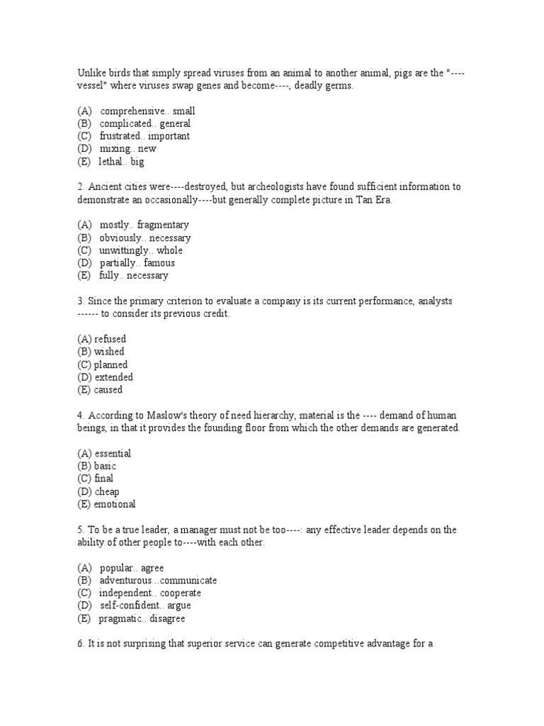 GRE Test Paper For Verbal | PDF | Influenza | Influenza Pandemic