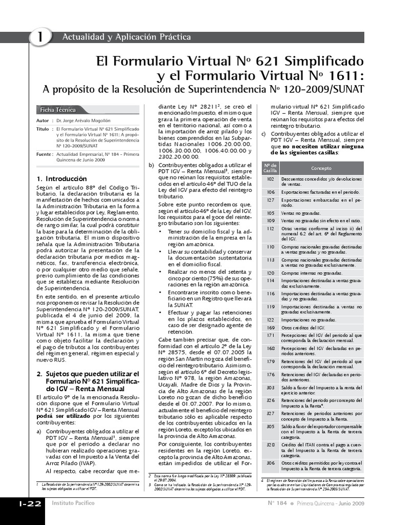 Formulario 621: Guía y Uso SUNAT | PDF | Pagos | Impuesto sobre la renta