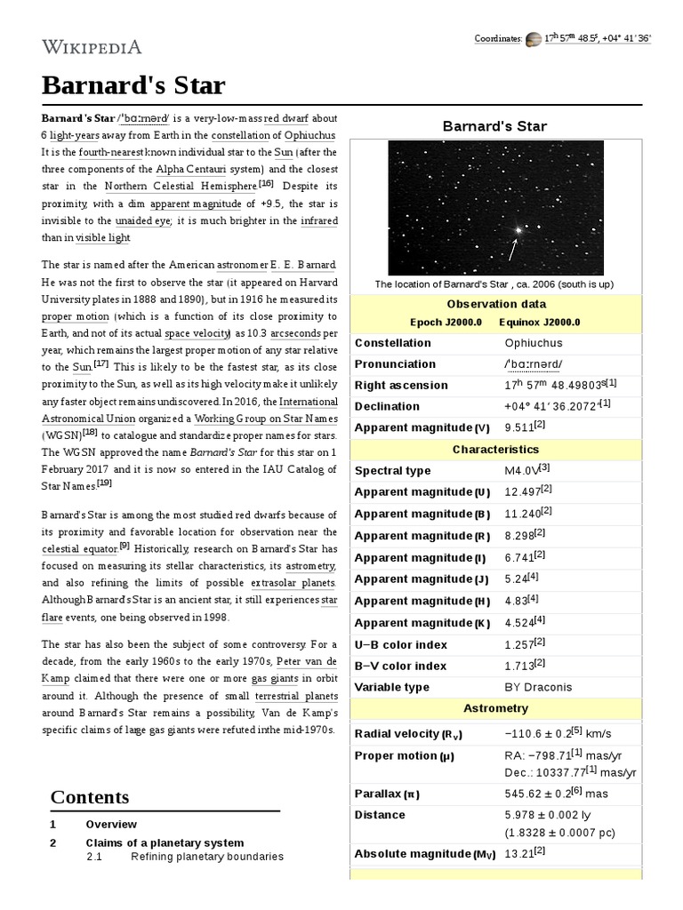 Barnard's Star | PDF | Stars | Stellar Astronomy