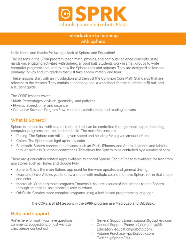 Introduction To Learning With Sphero | Download Free PDF | I Pad ...