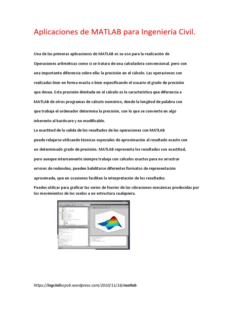 Aplicaciones de MATLAB para Ingeniería Civil | PDF