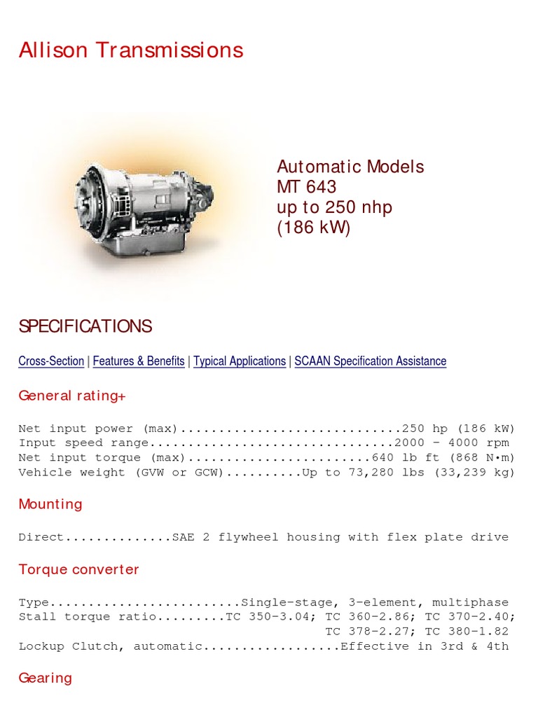 Allison MT 643 PDF | PDF
