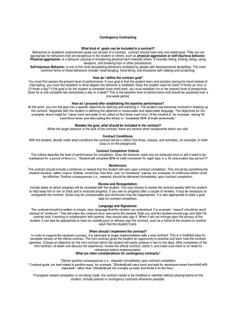 Contingency Contracting | PDF | Reinforcement | Aggression