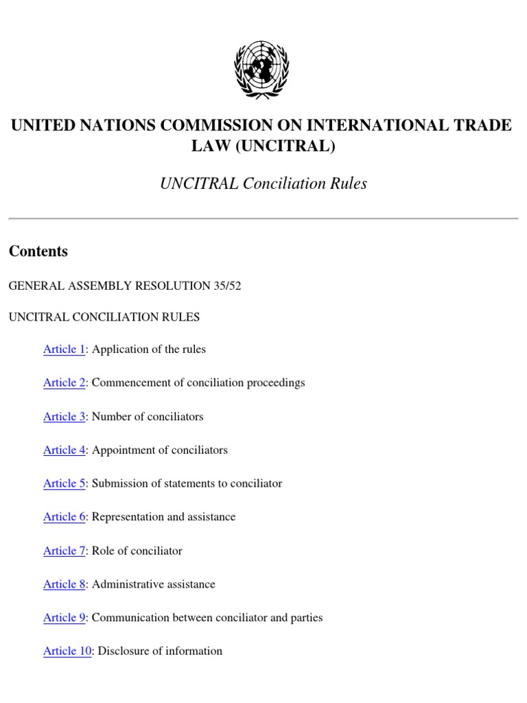UNCITRAL Conciliation Rules | PDF | Settlement (Litigation) | Arbitration