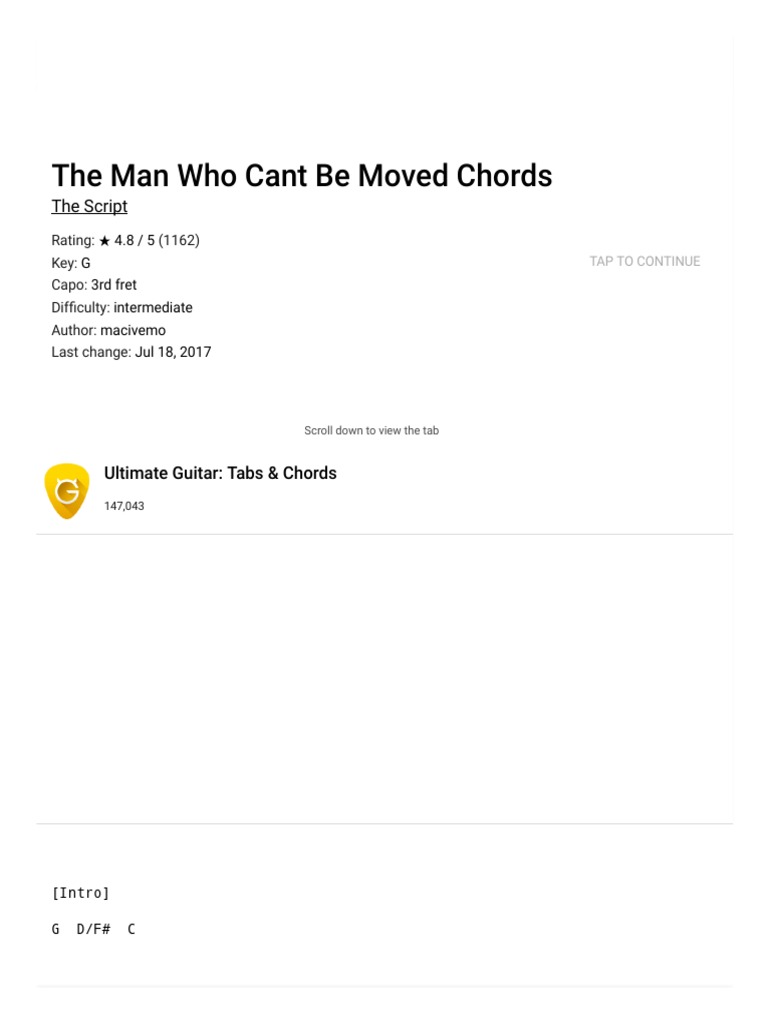 The Man Who Cant Be Moved Chords by The Script @ | PDF | Song Structure ...