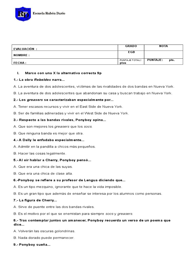 Prueba Rebeldes | PDF