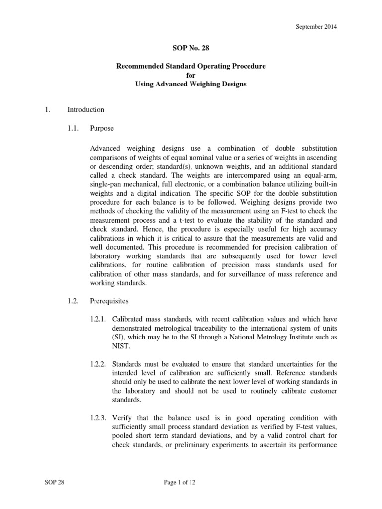 SOP - Double Check PDF | PDF | Weighing Scale | Calibration