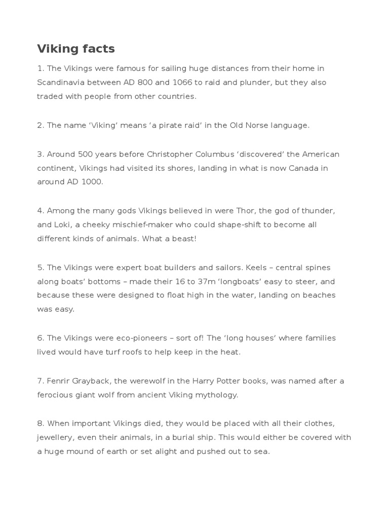 Viking Facts | PDF | Travel