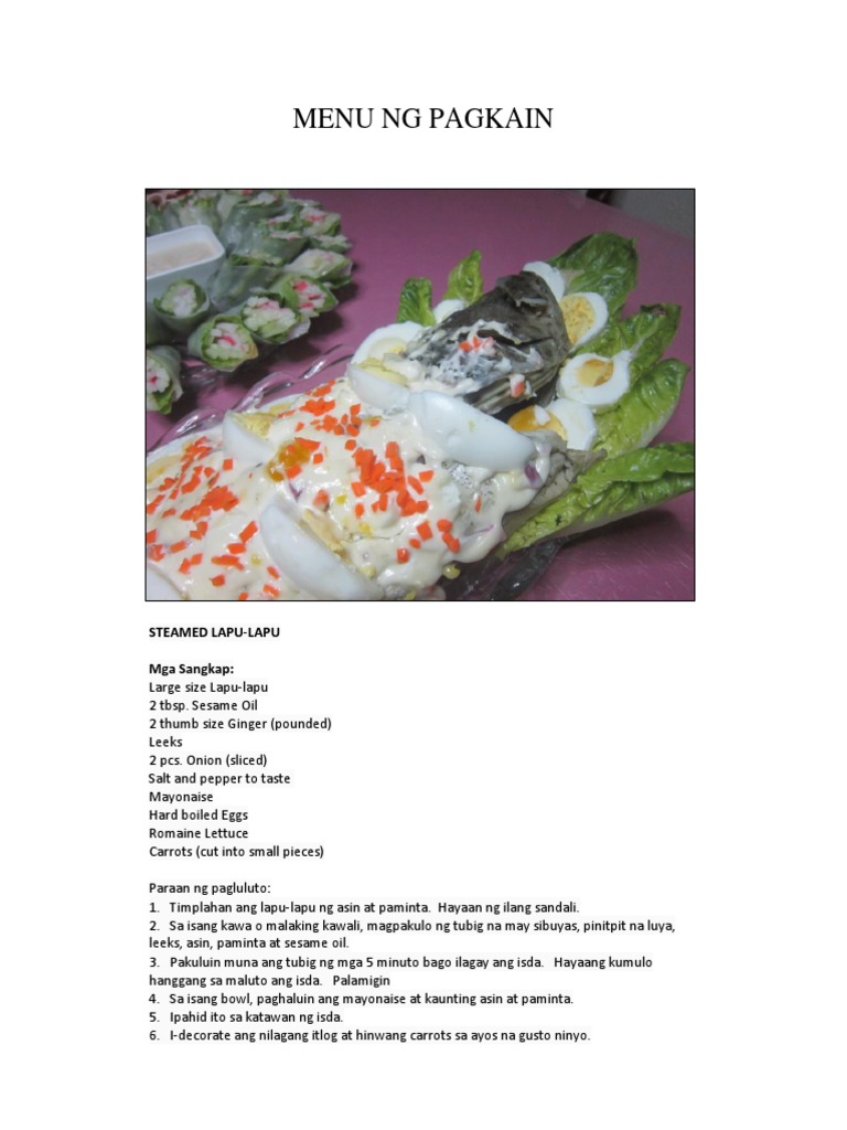 Menu NG Pagkain | PDF