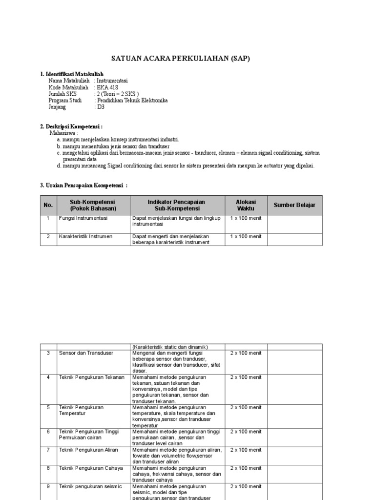 SAP Instrumentasi 0 | PDF