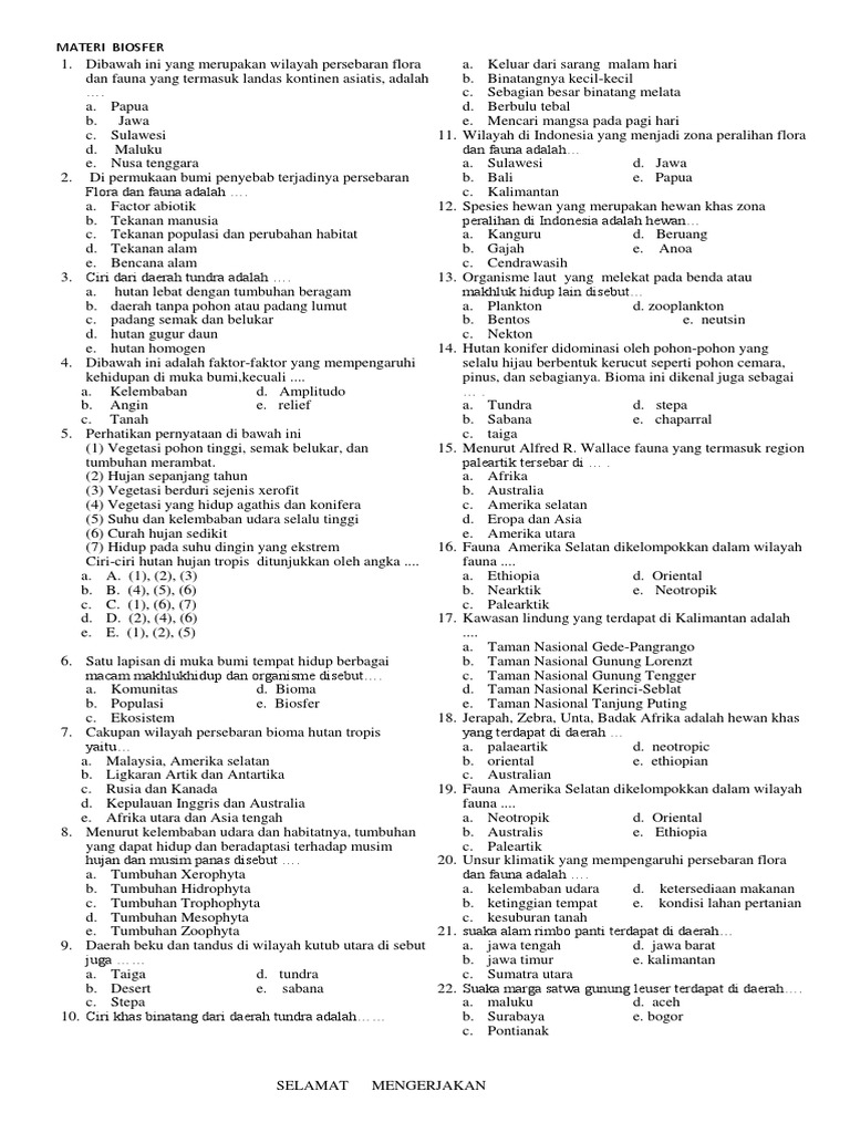 Soal Biosfer Latihan 2 | PDF