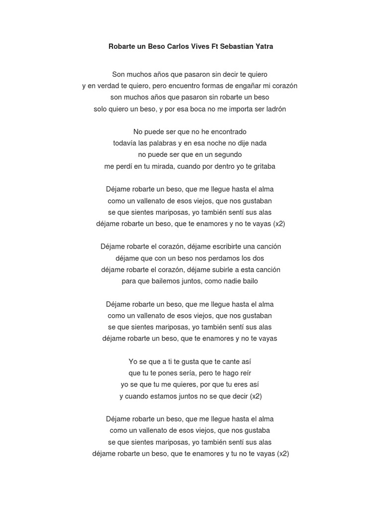 Robarte Un Beso Carlos Vives Ft Sebastian Yatra