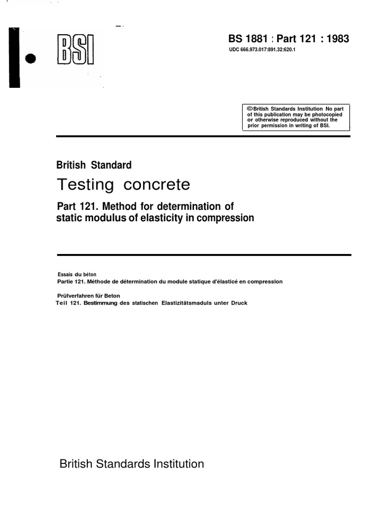BS 1881 | PDF | Young's Modulus | Concrete