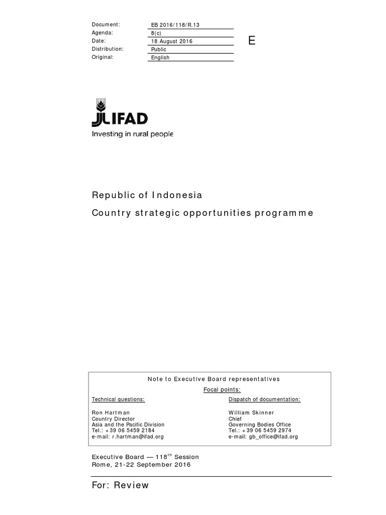 COSOP Indonesia 2016 | PDF | Sustainability | Agriculture