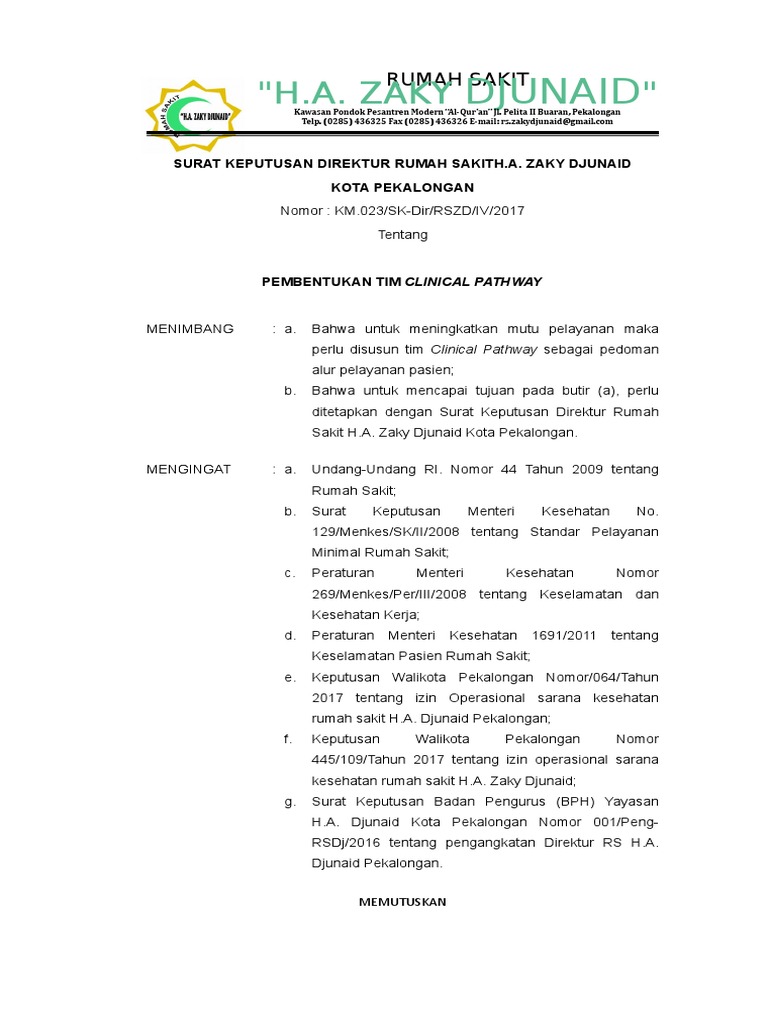Pembentukan Tim Clinical Pathway | PDF