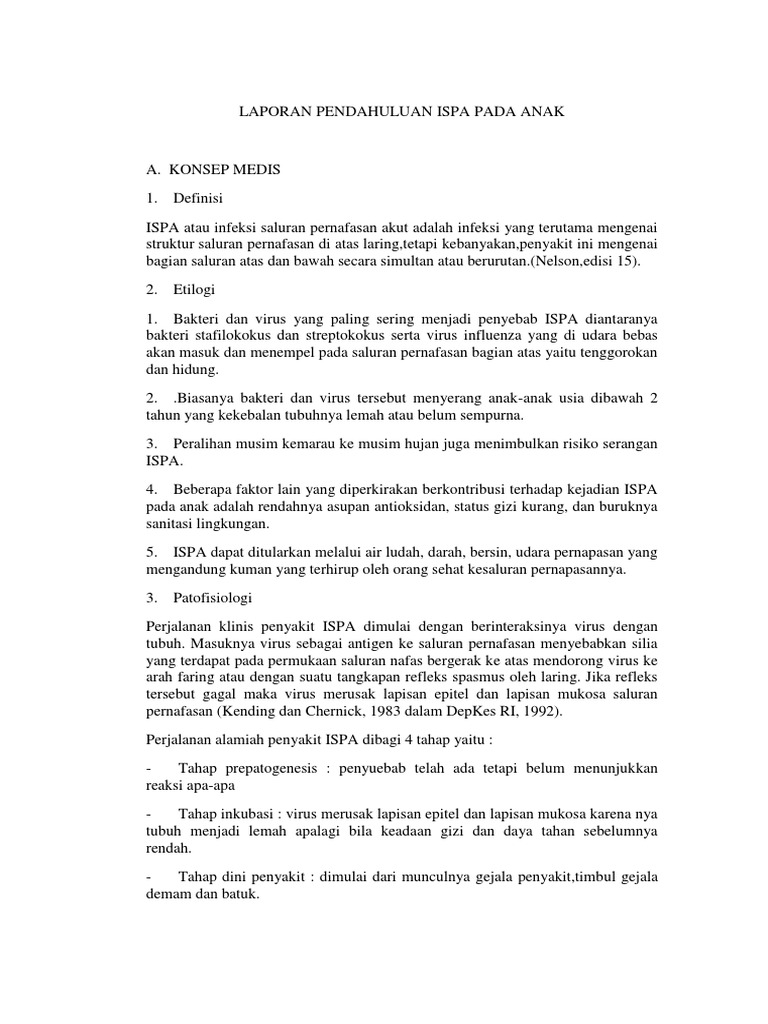 Laporan Pendahuluan Ispa Pada Anak | PDF | Pengembangan Diri | Kesehatan Holistik
