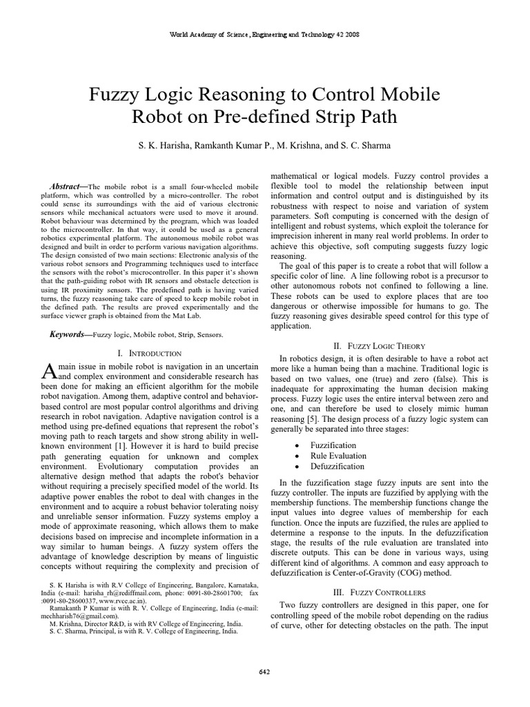 Fuzzy Logic Reasoning To Control Mobile Robot On Pre Defined Strip Path Pdf Fuzzy Logic Robot