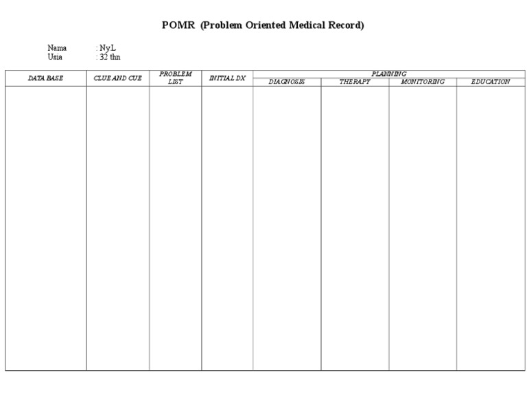 POMR (Problem Oriented Medical Record) : Nama: Ny.L Usia: 32 THN | PDF