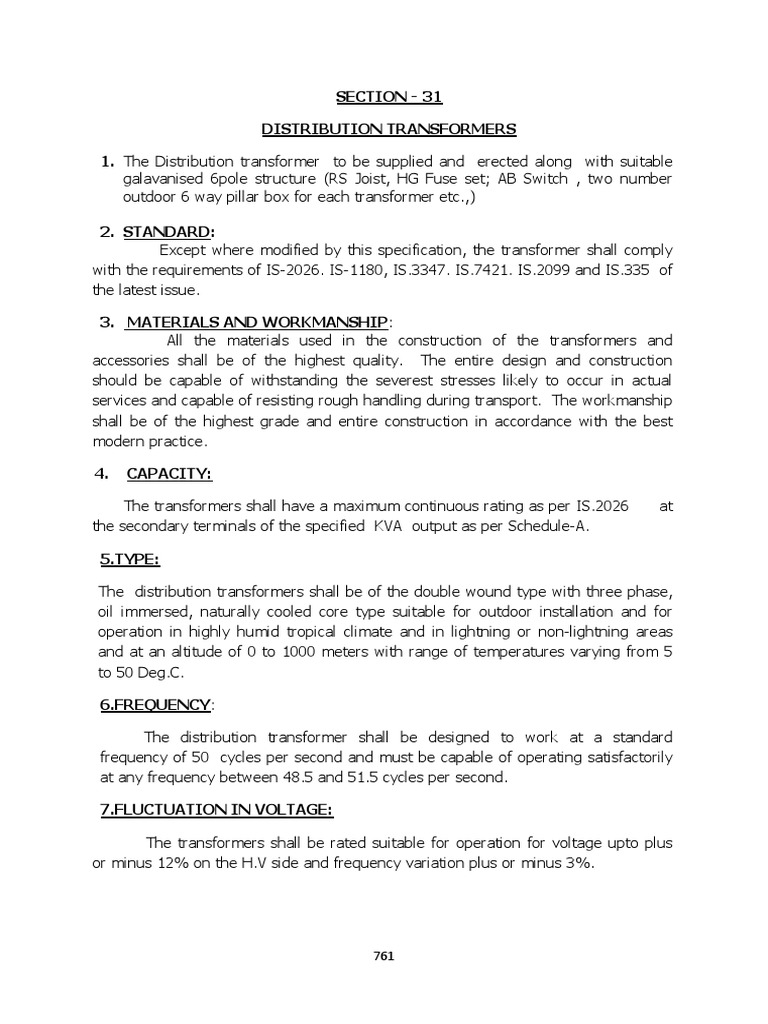 Distribution Transformer Specification | Download Free PDF ...