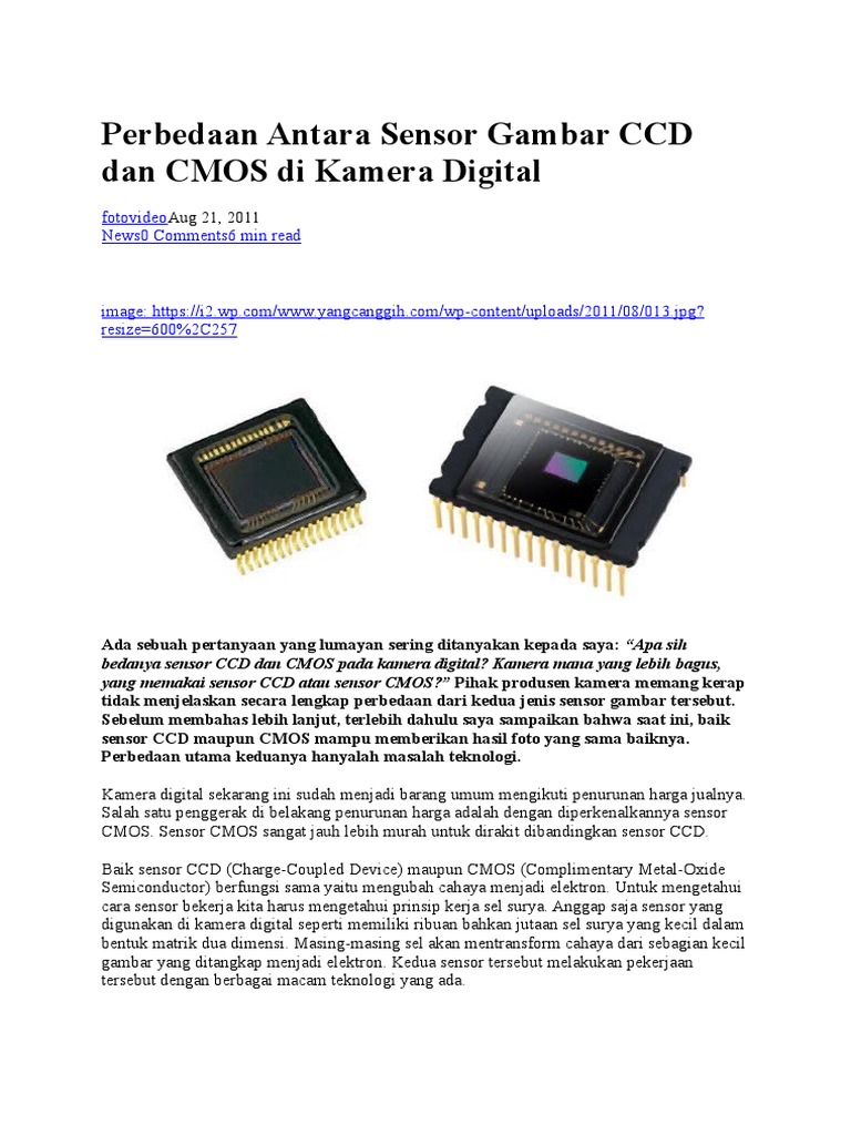 PERBEDAAN ANTARA SENSOR GAMBAR CCD DAN CMOS | PDF PERBEDAAN ANTARA SENSOR GAMBAR CCD DAN CMOS | PDF