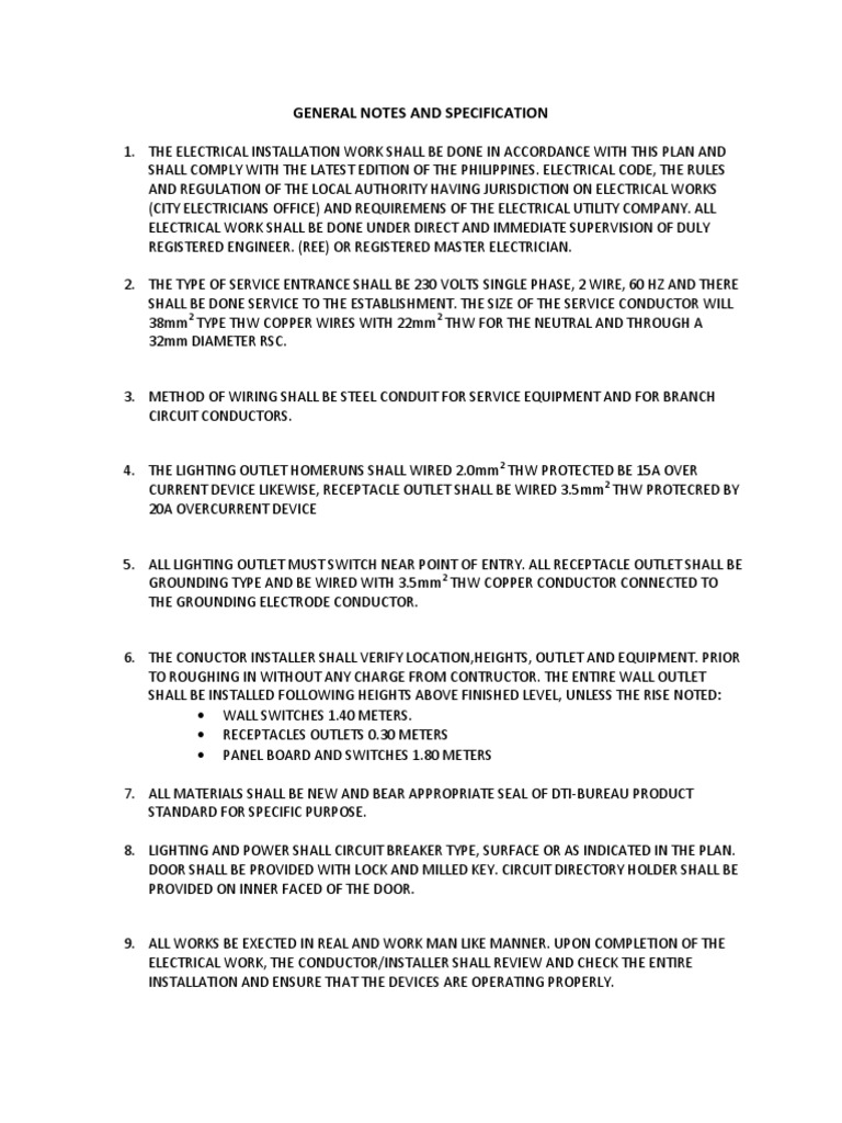 General Notes and Specification | PDF