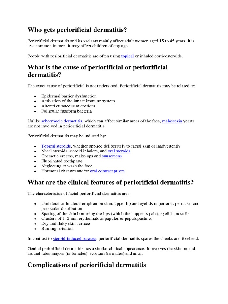 Who Gets Periorificial Dermatitis | PDF | Dermatitis | Topical Medication