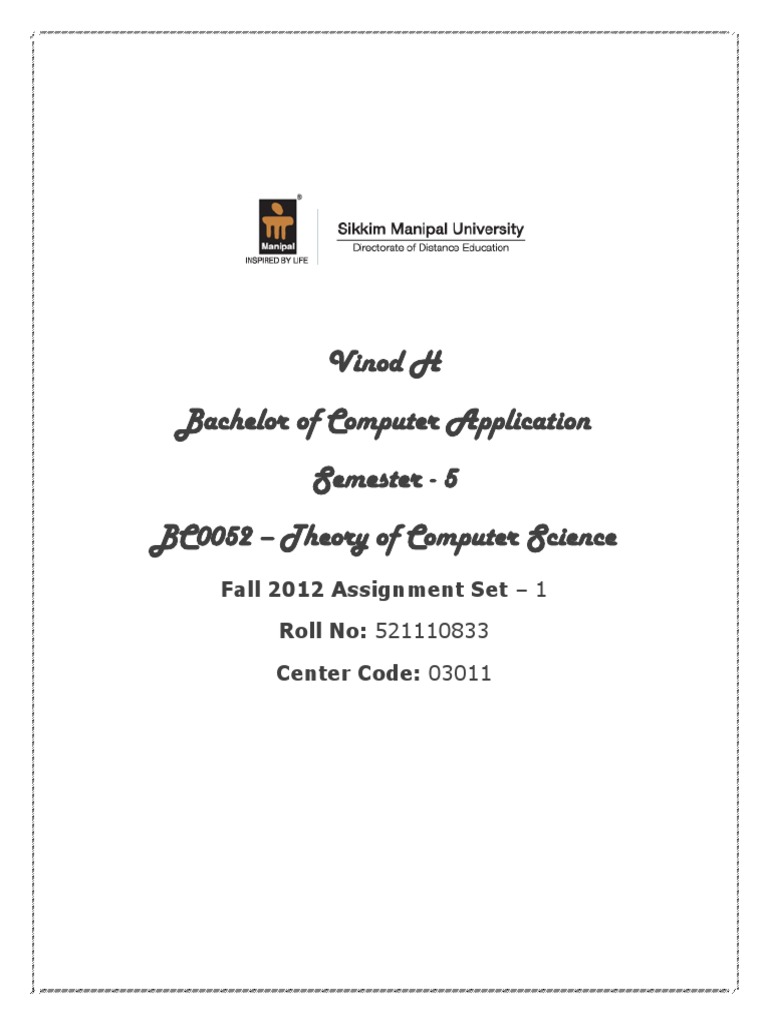 BC0052 Theory of Computer Science Set 1 | PDF | Mathematical Proof | Vertex (Graph Theory)