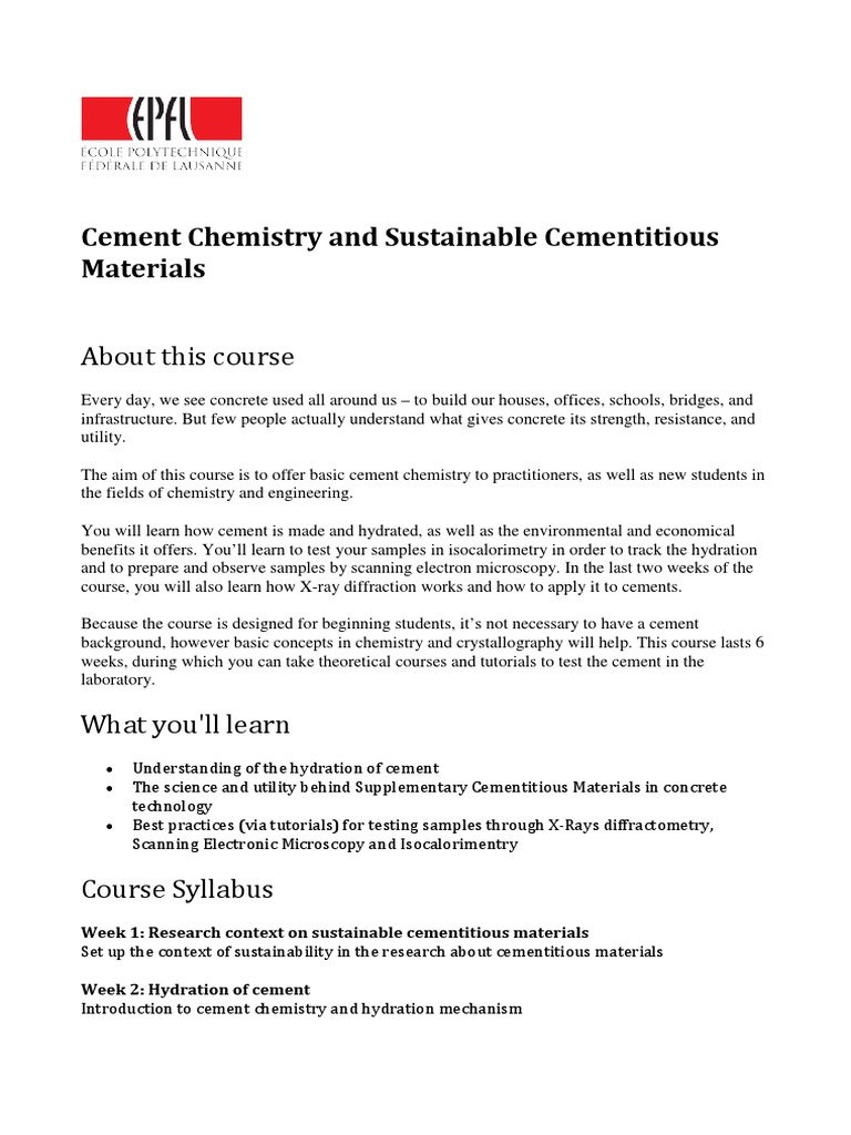 Cement Chemistry and Sustainable Cementitious Materials: About This ...