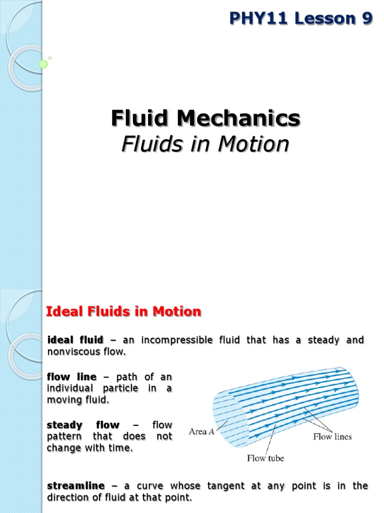 PHY11 Lesson 9 Fluids in Motion | PDF | Fluid Dynamics | Flow Measurement
