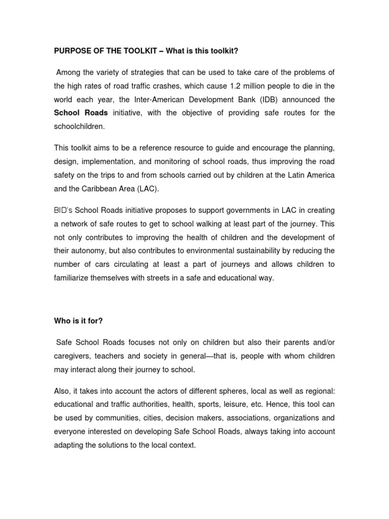 Purpose of The Toolkit - What Is This Toolkit? | PDF | Inter American ...