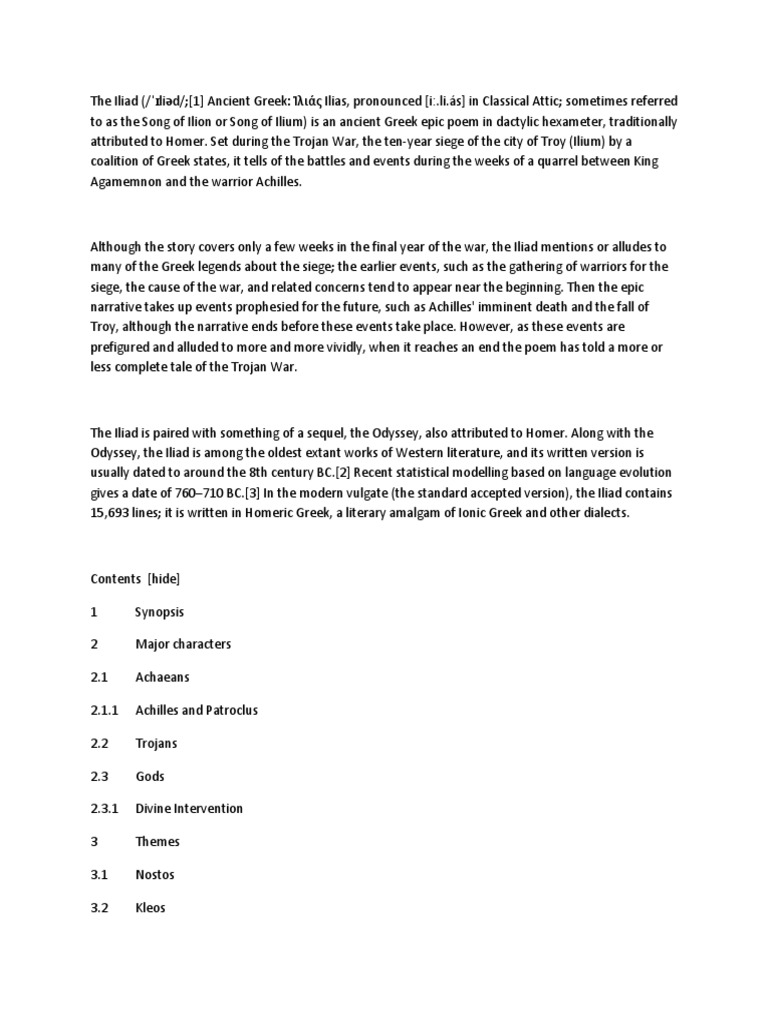 "The Iliad: Epic of the Trojan War" | PDF | Iliad | Hector