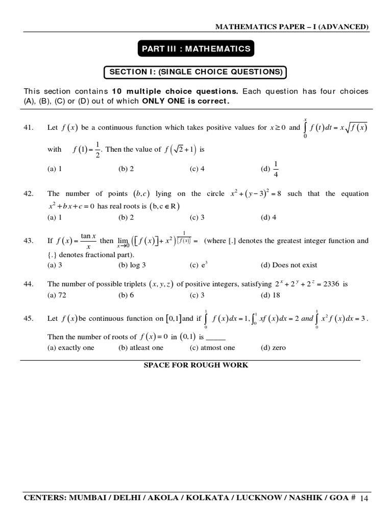 Maths Paper - I - Question Paper PDF | PDF | Function (Mathematics ...