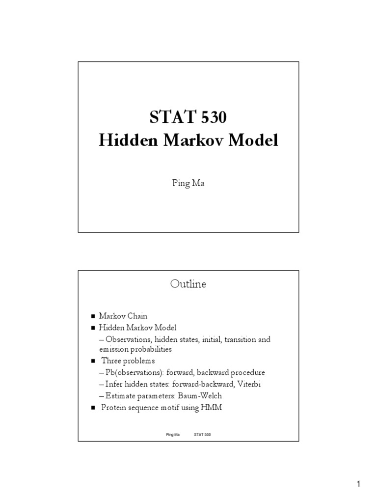 STAT 530 Hidden Markov Model: Outline | PDF | Markov Chain | Algorithms And Data Structures