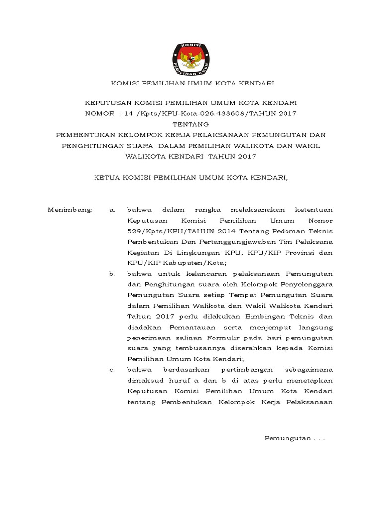 Pokja Pelaksanaan Pemungutan Suara | PDF