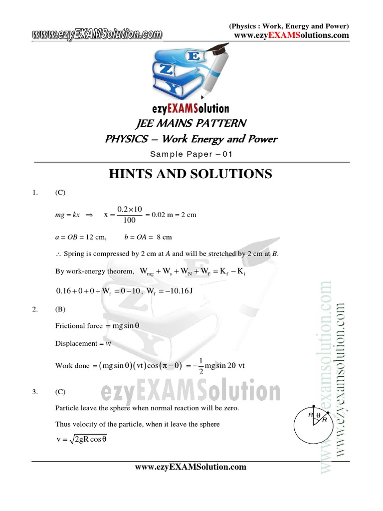 Jee Mains Pattern: PHYSICS - Work Energy and Power | PDF | Classical Mechanics | Quantity