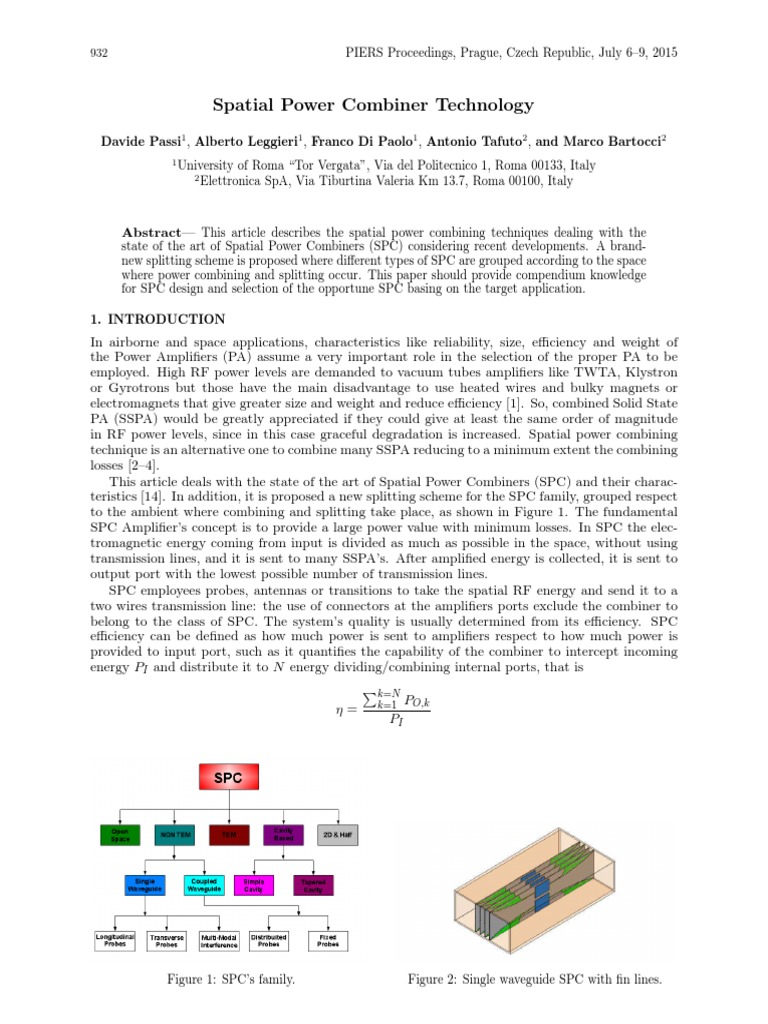 Spatial Power Combiner Technology: I K N K 1 O, K I | PDF | Waveguide ...