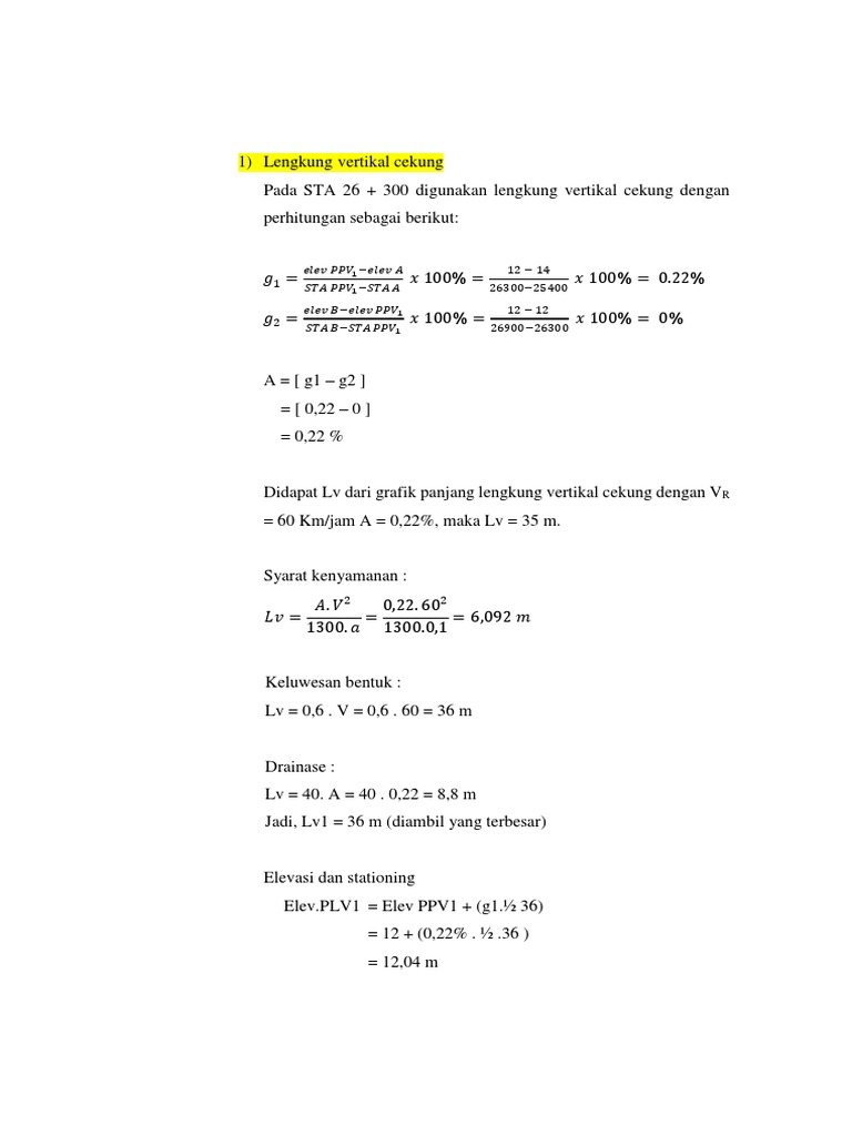 Lengkung Vertikal Cekung Dan Cembung | PDF