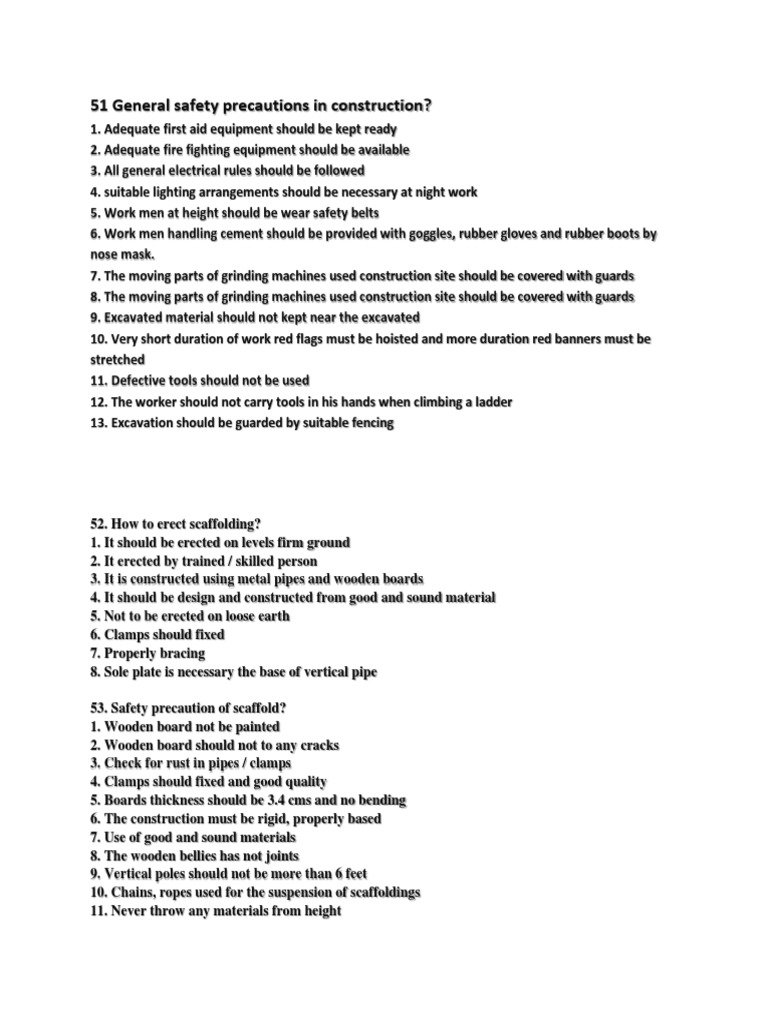 51 General Safety Precautions in Construction | PDF | Scaffolding | Nature