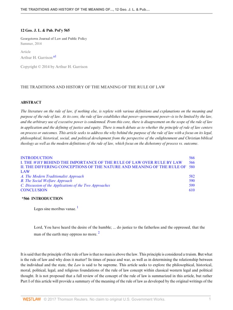 The Traditions and History of The Meaning of The Rule of Law | Download ...