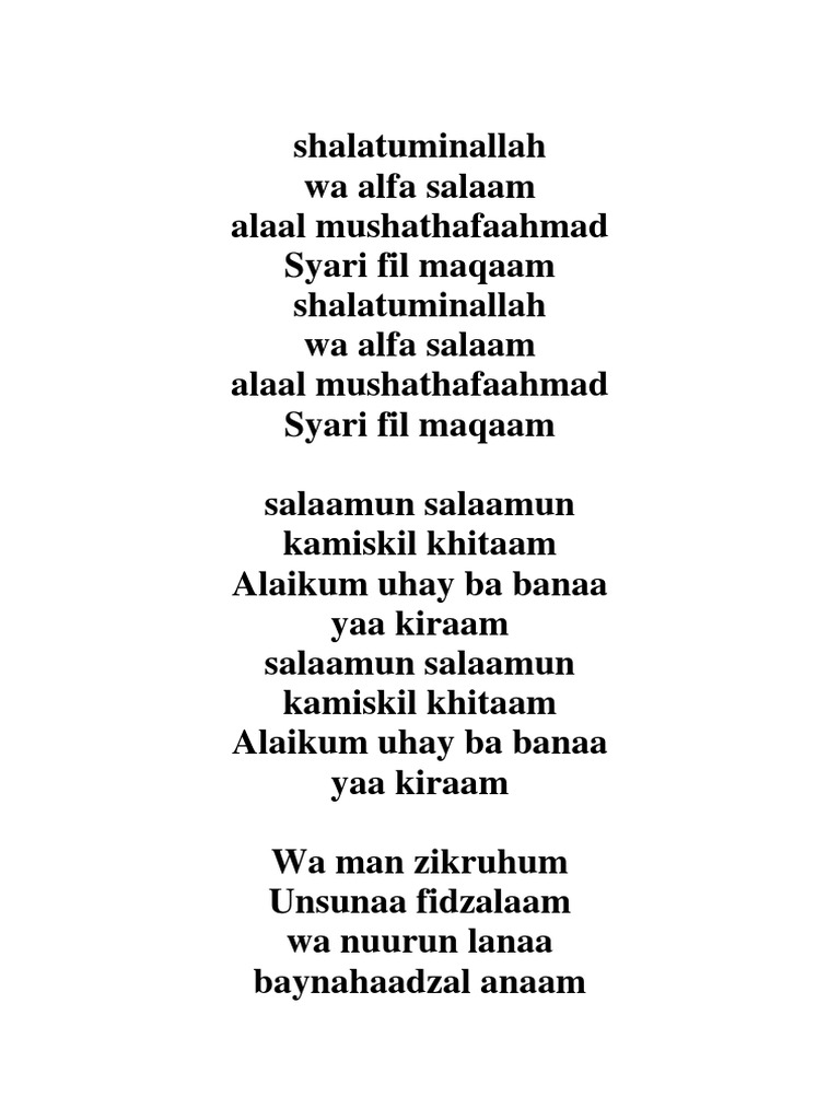 Lirik Lagu Qasidah | PDF