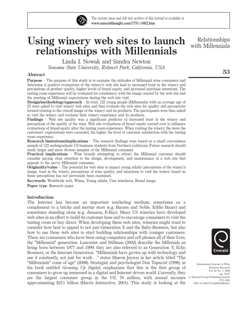 Winery Websites Launching Relationships With Customers | PDF | Customer ...