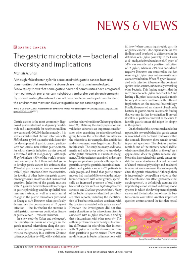 News & Views: The Gastric Microbiota - Bacterial Diversity and Implications | PDF | Gut Flora ...
