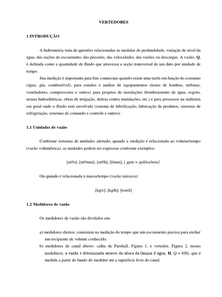 Aula 03 - Vertedor Retangular | PDF | Vertedouro | Mecânica dos fluidos